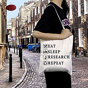 MBMSO Eat Sleep Research Repeat Tote Bag Researcher Gifts Shoulder Bag Lab Gifts Funny Science Gifts for Chemist Physicist