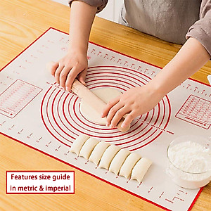 AITAOGO Silicone Pastry Mat, Non Stick Silicone Mat, Upgrade with Measurement Nonslip Baking Mat, Used for Rolling Dough, Pie Crust and Pizza, Durable Easy Clean Pastry Mat (red)