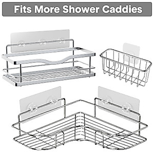 FEPTUASE 14 Pack Shower Caddy Adhesive Replacement, Transparent Strong Adhesive Hooks, No Drilling, Waterproof Wall Hooks for Shower Caddy, Bathroom Storage Shelves and Kitchen Racks