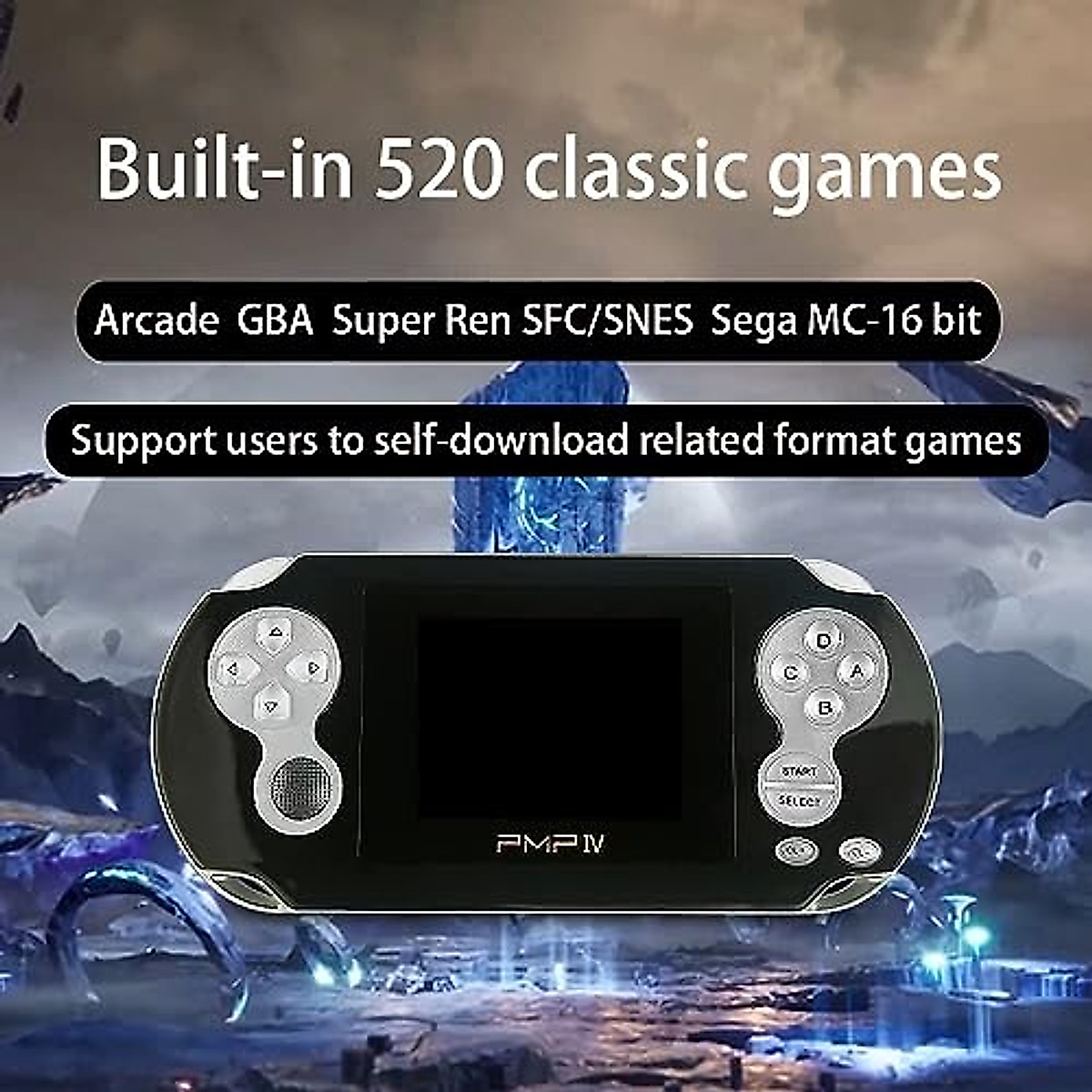 Daxceirry PMP4 Retro Portable Handheld Emulator Game Console 32 Bit 500 in 1 Game PMPIV Classic Console Support Headphone Output Video HD Display