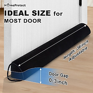 HomeProtect Under Door Draft Stopper 36 Inch Door Soundproofing Block Cold Air Wind/Breeze Noise Light, Weather Stripping Seal Sweep Improved Triangle Design More Fits 0 to 2" Gaps