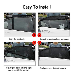 Ziciner Car Window Shade, 4 Pcs Auto Side Front Rear Window Sun Shades, Heat Block and UV Rays Protection, Breathable Mesh Privacy Protection Curtain, Universal Fit Most SUV (SUV Front&Back 4Pcs)