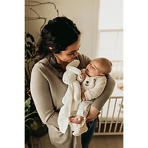 Bunnies By The Bay "Bun Bun Bunny" Buddy Blanket - 16" Stuffed Bunny and Baby Security Blanket - Super Soft Velour with Satin Lining