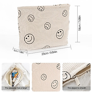 Wudimeitt Cosmetic bag Makeup bag Preppy Cute Corduroy Toiletry bag for women travel essentials (Beige)
