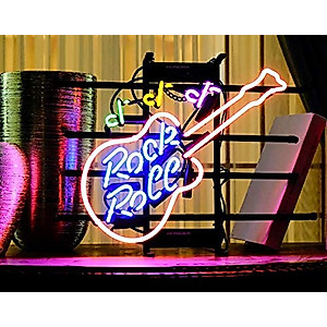XPGOODUSA guitar-music- Neon Sign17”×13” for Home Bedroom Garage Decor Wall Light, Striking Neon Sign for Bar Pub Hotel Man Cave Recreational Game Room