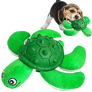 Durable Sea Turtle Squeaky Dog Toy – Bite-Resistant Plush & Rubber Chew Toy for Small, Medium, Large Dogs | Tough, Interactive Toy for Aggressive Chewers & Puppy Teething