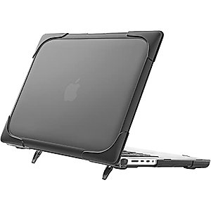 ProCase for MacBook Pro 14 inch Case 2023 2022 2021 M3 A2918 A2992 M2 A2779 M1 A2442 with Pro/Max Chip, Heavy Duty Hard Shell Dual Layer Protective Cover with Fold Kickstand -Black