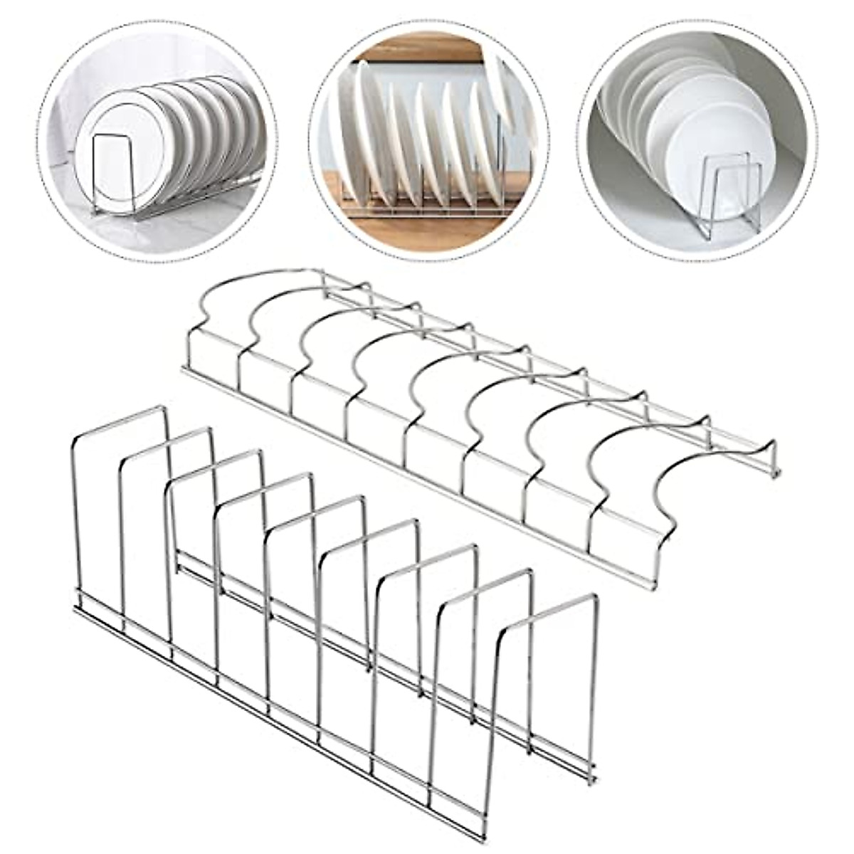 CIYODO 2pcs Dish Drainer Chopping Board Organizer Stand Pan Lid Cover Holder Pantry and Cabinet Organizer Stainless Steel Cookware Stainless Steel Serving Utensils Metal Cabinets Silver