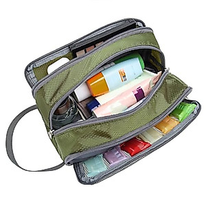 Yeiotsy Toiletry Bag, Light Mesh Travel Toiletry Organizer for Weekend Trip Gym Bag Mens Shaving Kit Bag (Army Green)