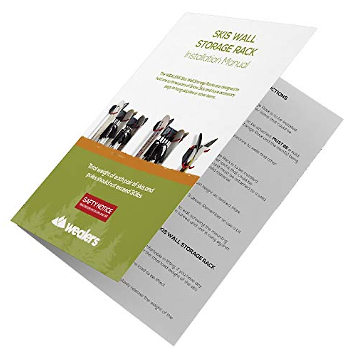 Wall Mounted Rack Organizer for Skis and Poles Heavy Duty Horizontal Wall Ski Rack Garage Storage with Metal Frame and Padded Hooks Indoors Outdoors Premium Wall Hooks (Medium Holds 2 Set of Ski's)