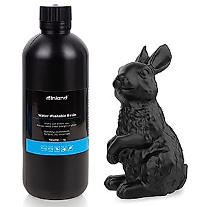 Water Washable 3D Printer Resin - 405nm Water Wash Resin, Low Odor LCD UV Curing 3D Printing Resin – Easy to Clean Photopolymer Resin for SLA 3D Printer (Black, 1KG)