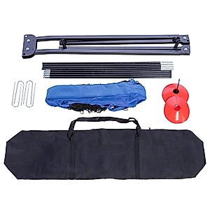 ZELUS Portable Soccer Goal Set: 12x6 ft Soccer Goal for Backyard Practice and 12 Soccer Cones | Soccer Equipment for Training & Fun for Outdoor Play w Knotless Net, 12 Sport Cones (Blue)