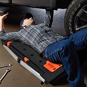 Evcitn Portable Workbench,7-in-1 Work Benches for Garage,45”Folding Work Table,Used as Car Creeper,Sawhorse,Platform,Scaffold,Hand Truck with 4 Wheels,550lbs Load Capacity