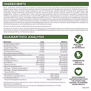 Pure Vita Dry Dog Food - Duck & Oatmeal - 5 Lbs