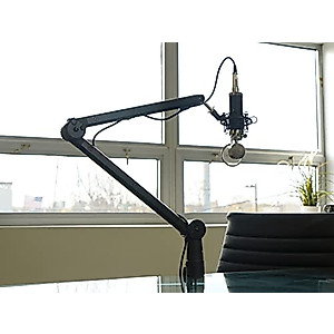 Rockville ROGAN STAND Pro Boom Arm Mic Stand with Fixed Mount+Desk Stand+Cable