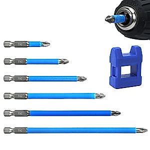 Aleric Magnetic Anti-slip Drill Bit - PH2 Bits Set,Anti Slip Screw Extractor and Magnetic Screwdriver Bit Set,S2 Alloy Steel Magnetic Screw Bits Hand Tools 7Pcs,Electric Cross Single double head Bits