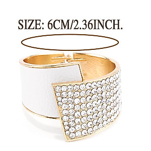 ELABEST Stylish Rhinestone Bracelet White Cuff Bracelets Stretch Bracelets Sparkly Hand Chain Wedding Parties Jewelry Accessories for Women (White)