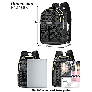 BRINCH Small Backpack for Women, Fashion Backpack Purse Black Shoulder Bag with Multi-pocket Lightweight Small Travel Backpack Casual Daily Daypack for Ladies Teen Girls