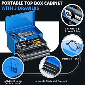 AIRAJ PRO 4 Drawers Tool Chest with Wheels,Rolling Tool Chest with Tool Box Organizer Tray Divider Set,Detachable Cabinet Storage Tool Box with Hooks & Locking System for Workshop Mechanics Garage