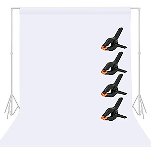 TRLYC White Photography Backdrop - 8.5 x 10 FT White Backdrops for Photoshoot with 4 Backdrop Clips Backdrops for Parties Curtain Photographic Studio Photo Backgrounds
