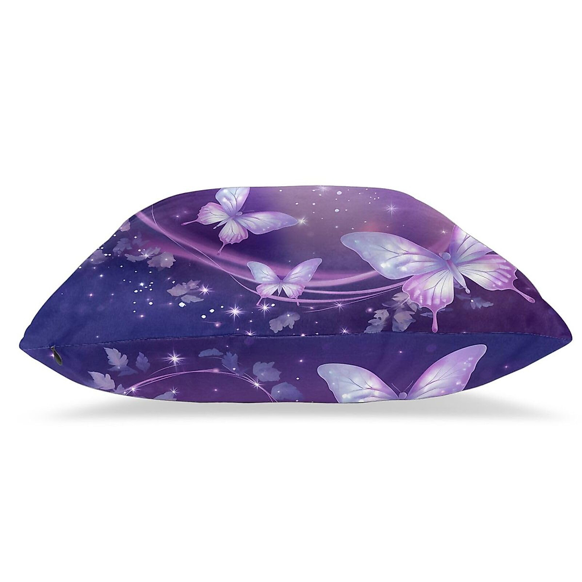 Ouqiuwa Purple Butterfly Throw Pillow Covers Set of 2 16"x16" Square Decorative Sparkle Star Pillowcase Cushion Cover for Bedroom Living Room Car