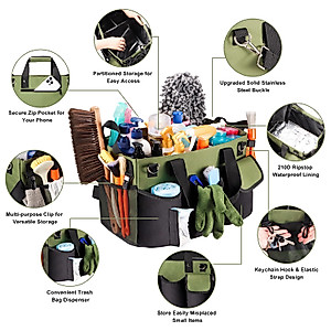 Viajero Wearable Cleaning Caddy Bag, Large Cleaning Supplies Organizer Housekeeping Supply Caddy Detailing Bag with Handle Shoulder Waist Straps for Tote Tools Products Housekeepers Car Home House