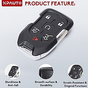 NPAUTO Key Fob Replacement for Chevy Suburban Tahoe GMC Yukon/Yukon XL 2015 2016 2017 2018 2019 2020 - Keyless Entry Remote Control Start Self-prgrammed Key Fobs (HYQ1AA, 6 Button, Chip Included)