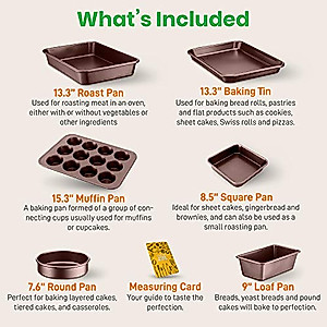 NutriChef Kitchenware Pots & Pans High-Qualified Basic Kitchen Cookware, Non-Stick (20-Piece Set), One Size, Brown