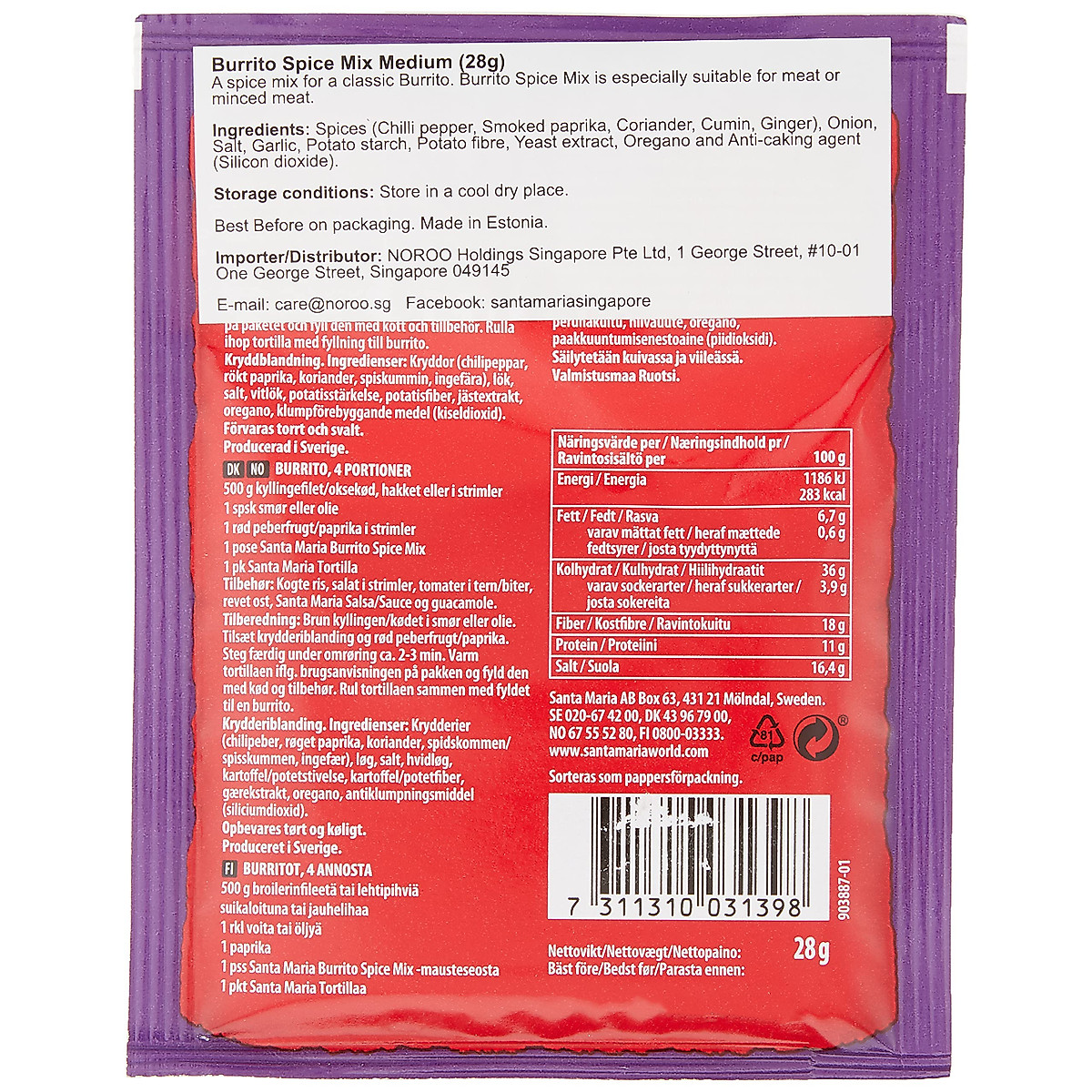 Santa Maria Burrito Seasoning Spice Mix - Mexican Seasoning for Beef Buritto, Chicken Buritto, Vegan Buritto, Breakfast Buritto - 0.98 Oz