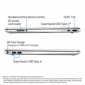 HP Pavilion Premium Laptop (2021 Model), 15.6'' FHD Display, AMD Athlon N3050, Radeon Graphics, 16GB RAM, 256GB SSD, Thin & Portable, Micro-Edge Anti-Glare Screen, Long Battery, Win10, Natural Silver