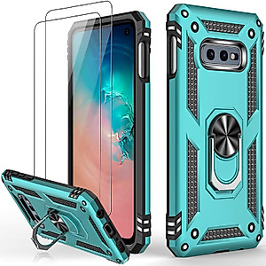 IKAZZ for Galaxy S10e Case with Screen Protector,Military Grade Shockproof Cover Pass 16ft Drop Test with Magnetic Kickstand Car Mount Holder Protective Phone Case for Samsung Galaxy S10e Turquoise