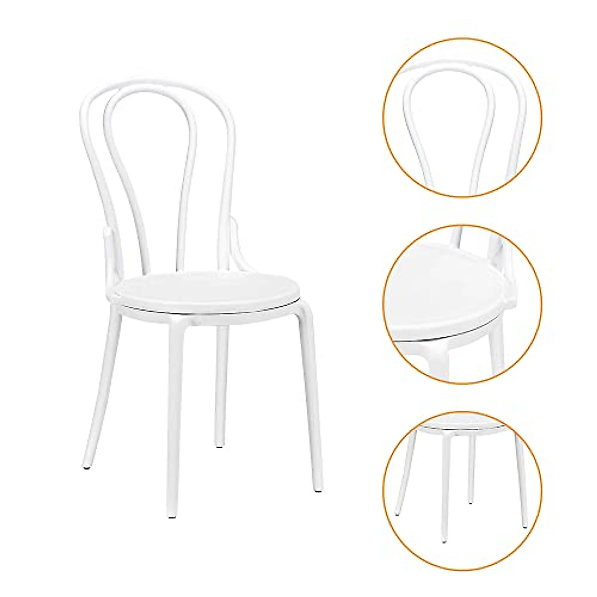 CangLong French Dining Bars, Cafes, Restaurant, Plastic Chair, Set of 1, White