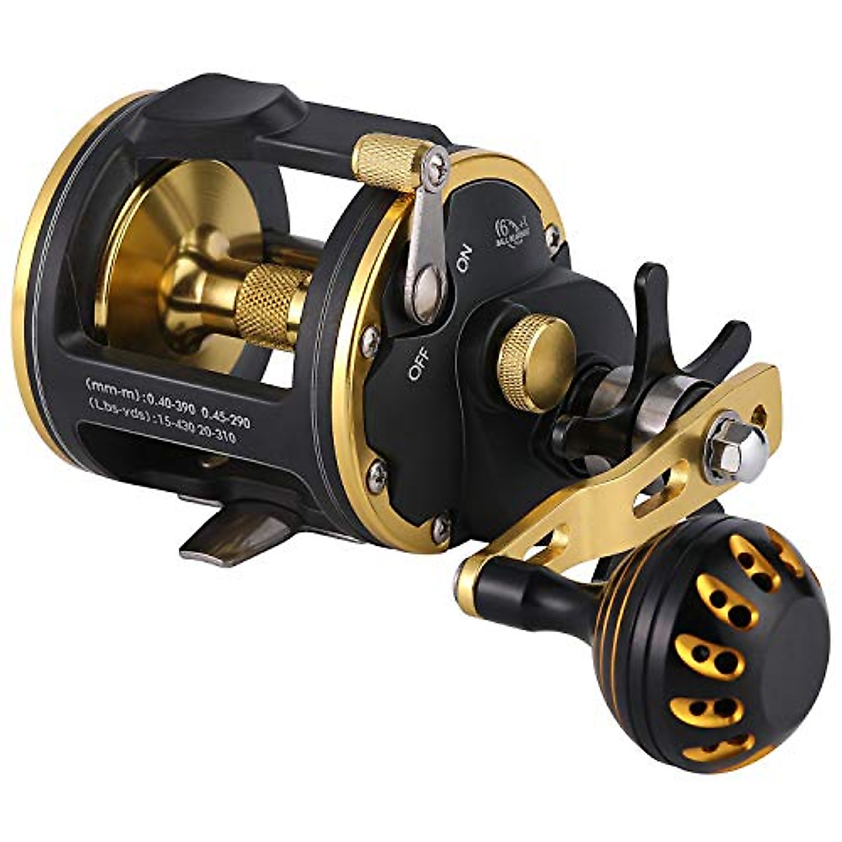 Sougayilang Trolling Reel Saltwater Level Wind Reels, Drag Reels Boat Fishing Ocean Fishing for Sea Bass Grouper Salmon-SHA30-Golden