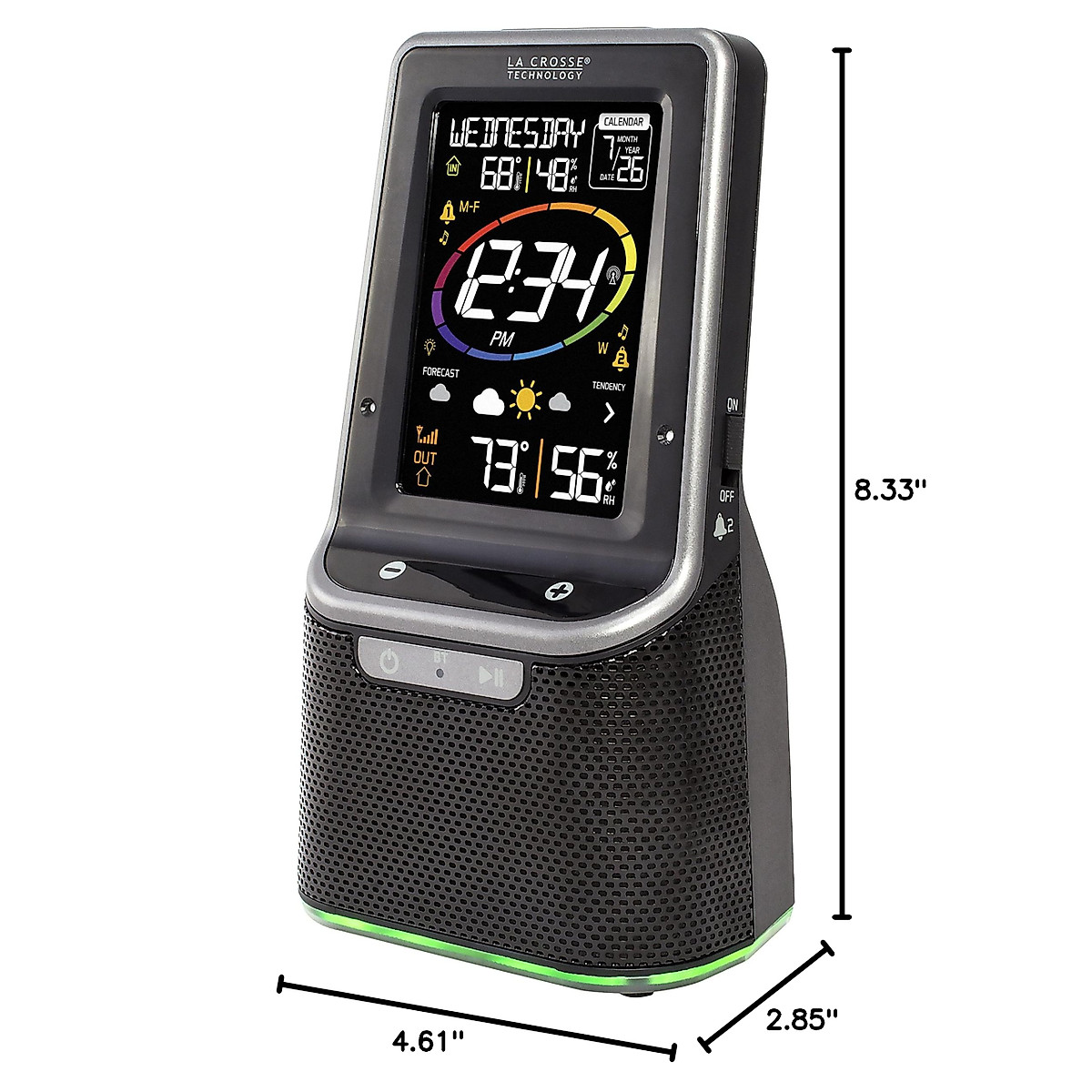 La Crosse Technology S87078 Color Wireless Weather Station with Bluetooth Speaker & USB Port , Black