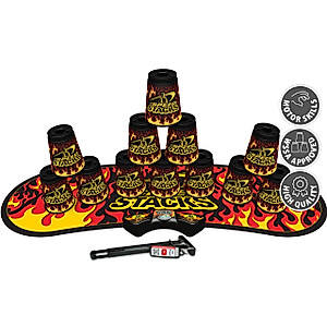 Speed Stacks Competitor - Black Flame | 12 Cups, Holding stem with GX Timer and Mat | Sport Stacking