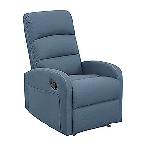 NewRidge Home Goods Charlotte Upholstered Manual Recliner, Denim Blue