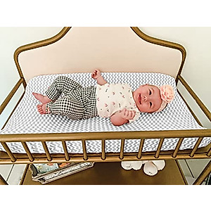 Changing Pad Cover – Premium Baby Changing Pad Covers 4 Pack – Boy or Girl Changing Pad Cover – Pure Cotton Machine Washable Grey and White Changing Table Cover – Diaper Changing Pad Cover Sheets