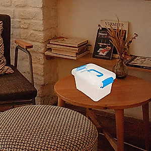 COLLBATH 5pcs box Blue Cosmetic Containers Clear Lid Tabletop Plastic Toys for Case Organizer Holder Bin Container Storage Handle Sewing Sundry Car Stackable Toy Desktop Cosmetics