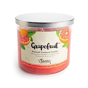 Grapefruit Highly Scented Natural 3 Wick Candle, Essential Fragrance Oils, 100% Soy, Phthalate & Paraben Free, Clean Burning, 14.5 Oz.