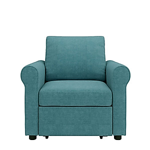 GIA 3 in 1 Convertible Sleeper Sofa Bed,Single Lounge Chair with Adjsutable Backrest for Adults, Set of 1, Teal