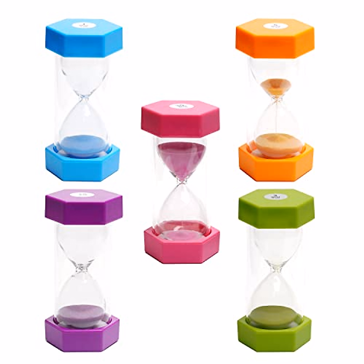 5 Pack Sand Timer Colorful Sandglass Timer Hourglass Set Sand Clock Timer Hourglass 1/3/5/10/30 Minutes for Games Classroom Kids Kitchen Office Deko