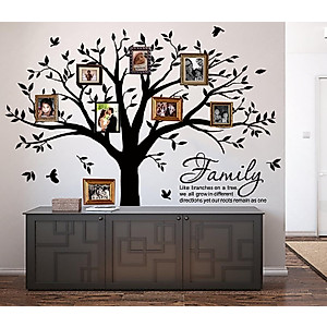 LSKOO Large Family Tree Wall Decal with Family Llike Branches on a Tree Wall Decals Wall Sticks Wall Decorations for Living Room (Black)