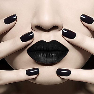 Coosa Professional Makeup Matte Liquid Lipgloss & Lip Liner Set Long Lasting Waterproof Liquid Lipstick Set, Black (2 PCS)