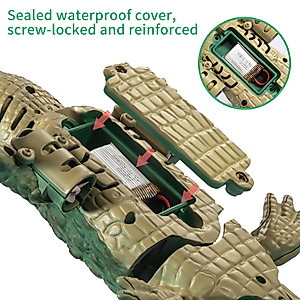 TEMI Remote Control Crocodile, High Simulation Scale Prank Alligator with Glowing Eyes, for Pool Bathroom RC Boat for 6+ Boys Girls Birthday Halloween Christmas Toys