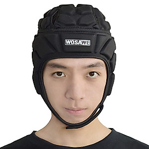 WOSAWE Goalkeeper Helmet Soft Shell Rugby Headguards Multi Sports Head Injury Protection Headgear, L