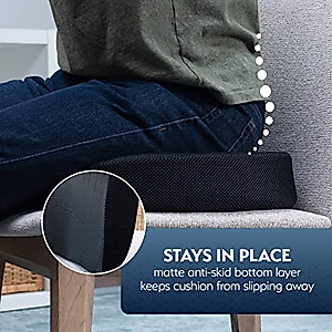 Sky Mat Office Chair Cushion - 17.9 x 14 x 2.75 Seat Pillow for Back Discomfort w/ Gel Foam Pad, Mesh Cover, Handle and Portable Bag - Machine Washable Pressure Relief Cushions