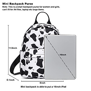 Cow Print Mini Backpack Women Girls, Small Backpack Purse for Adults Teens Kids School Travel