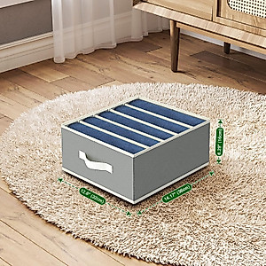 DIMJ Wardrobe Clothes Organizer, 4 Packs Drawer Organizers for Clothing with 5 Compartments, Fabric Closet Organizer for Clothes, Jeans Organizer for Closet, T Shirt, Wardrobe, Drawer, (Grey)