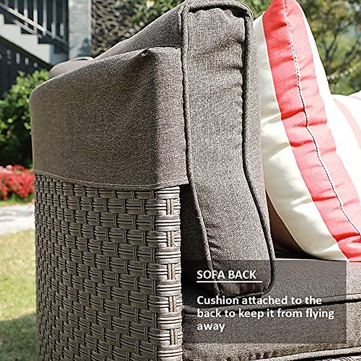 SUNSITT Outdoor Sectional Set 11-Piece Half Moon Patio Furniture, PE Wicker Sofa Taupe Cushions with 4 Side Table and 4 Pillows