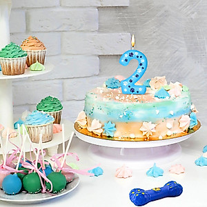 Threlaco Number 2 Blue Dog Paw Birthday Candles Birthday Cake Topper Blue Dog Paw Print Themed Numeral Birthday Candles for Boy Girl Dog Paw Birthday Decoration Blue Dog Party Supplies